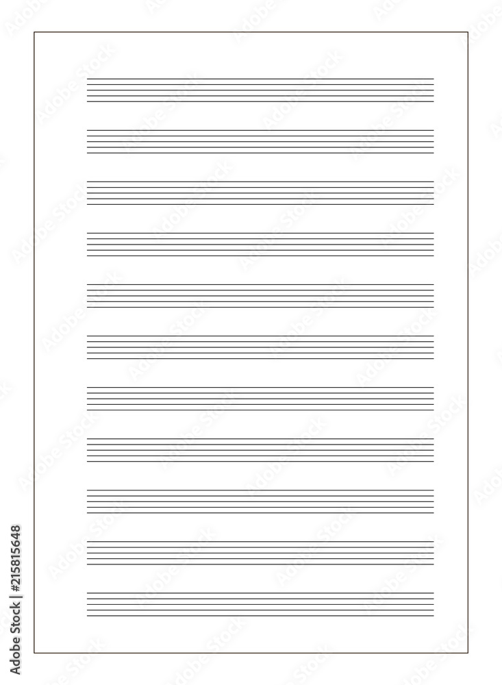 Music sheet a4 format with note stave grid isolated on white Stock ...