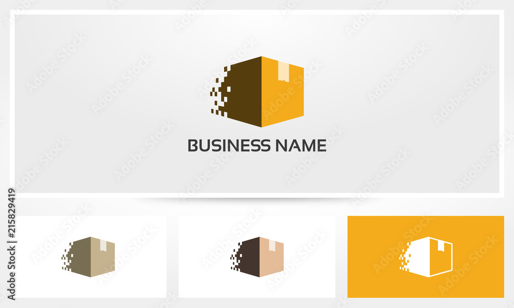 Cardboard Box Disintegrate Logo Stock Vector | Adobe Stock
