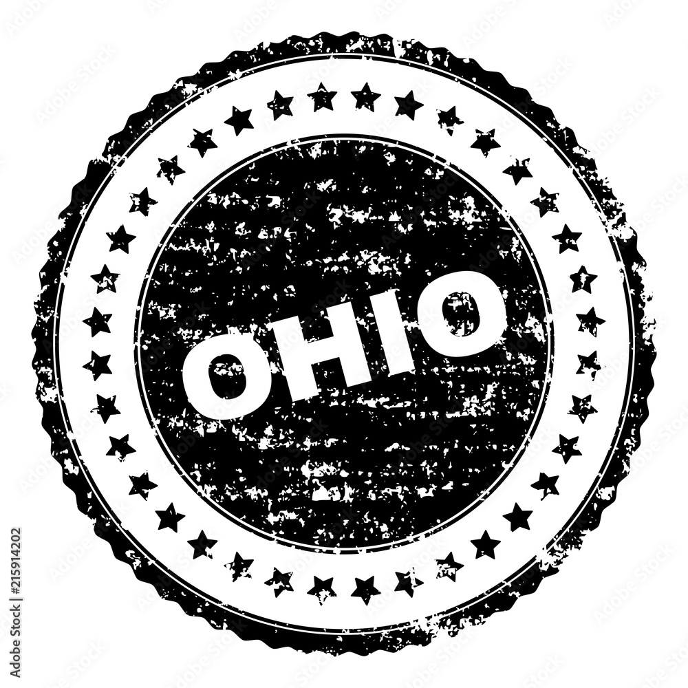 OHIO seal print with corroded texture. Black vector rubber print of ...