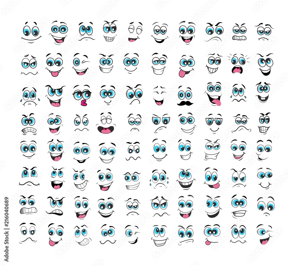 cartoon face expressions set Stock Vector | Adobe Stock