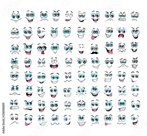cartoon face expressions set Stock Vector | Adobe Stock