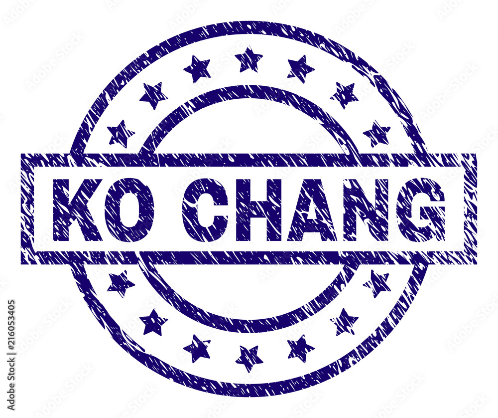 KO CHANG seal print with grunge texture. Designed with rectangle ...