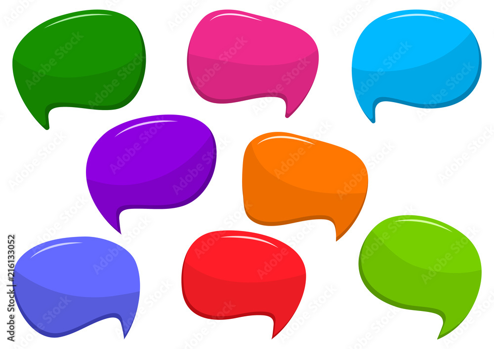 Stock-Vektorgrafik „Cartoon colorful set of speesh bubbles. Blank empty ...