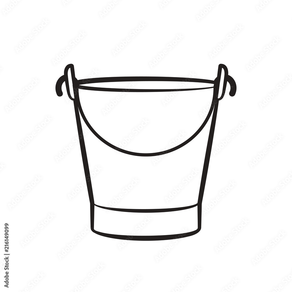black outline bucket isolated on white back ground vector drawing Stock ...