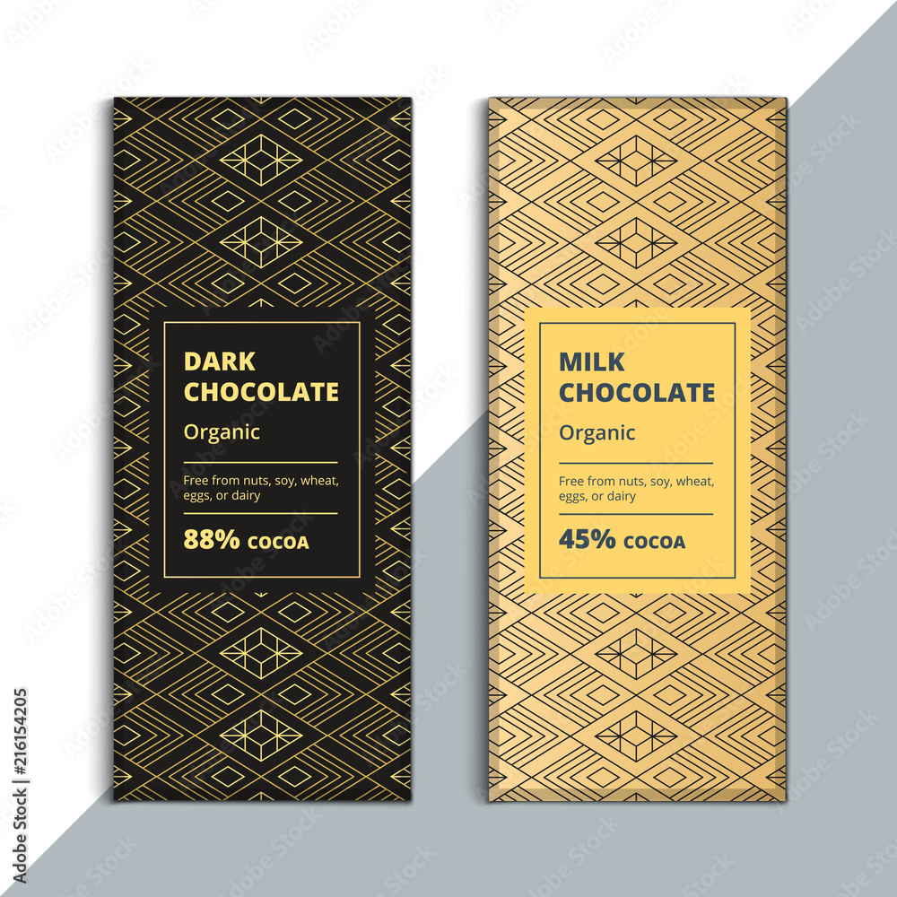 Organic dark and milk chocolate bar design. Creative abstract choco ...