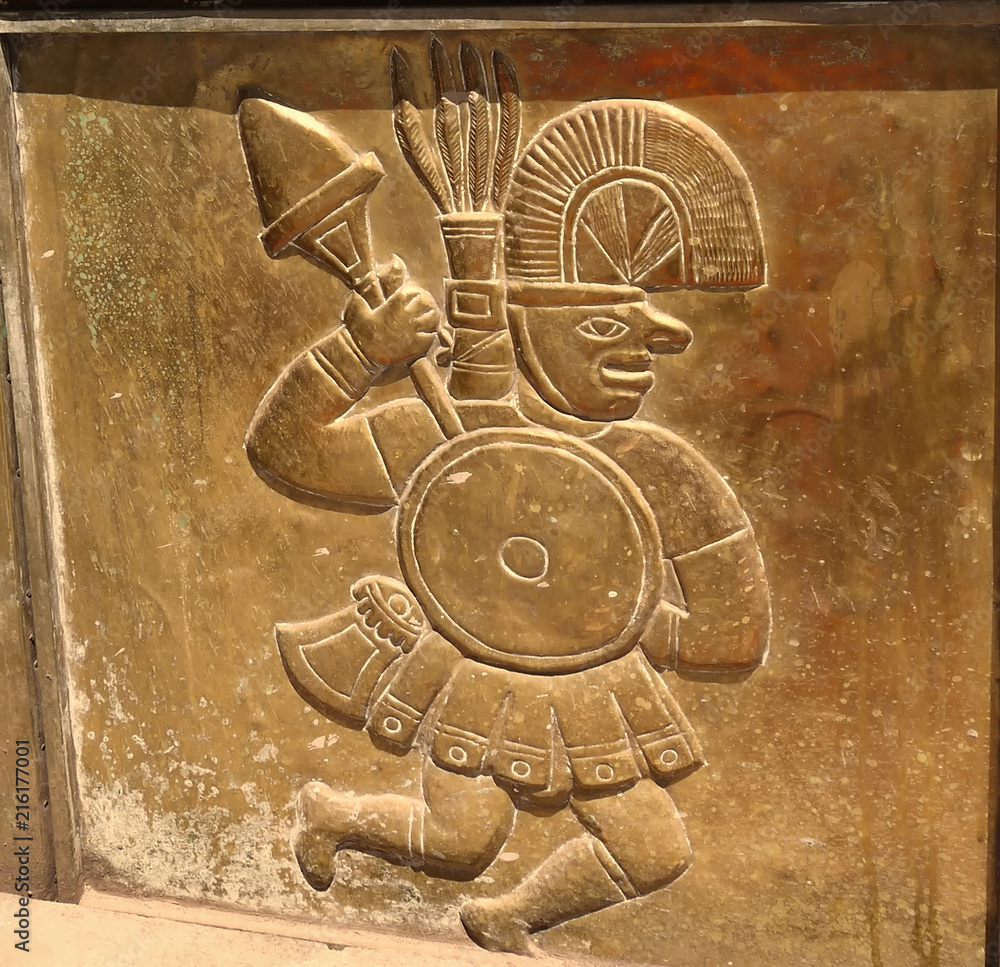 Relief bronze panels of Inca symbols Stock Photo | Adobe Stock