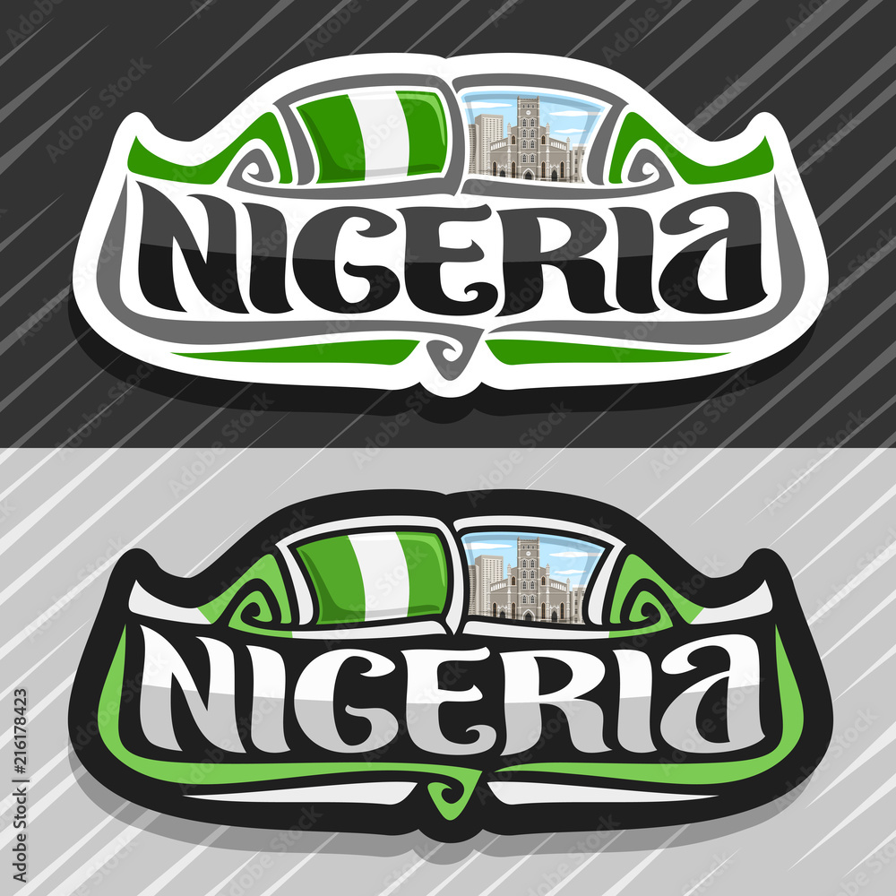Vector logo for Nigeria country, fridge magnet with nigerian flag ...