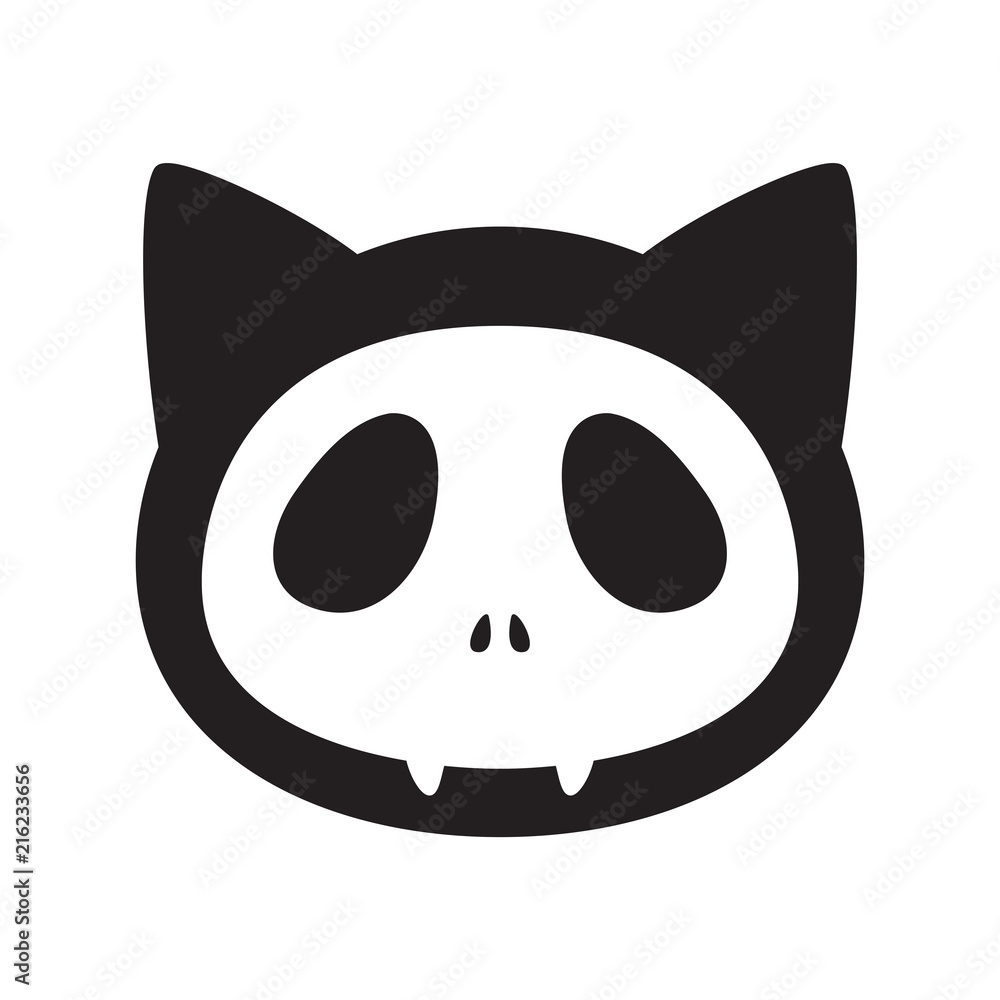 cat vector Halloween icon skull logo kitten cartoon character ...