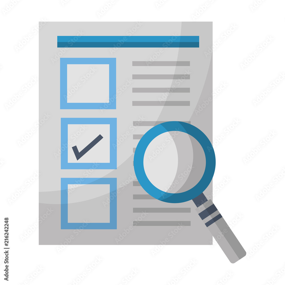 document check mark magnifying glass vector illustration Stock Vector ...