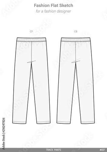 TRACK PANTS Fashion flat technical drawing vector template Stock Vector ...