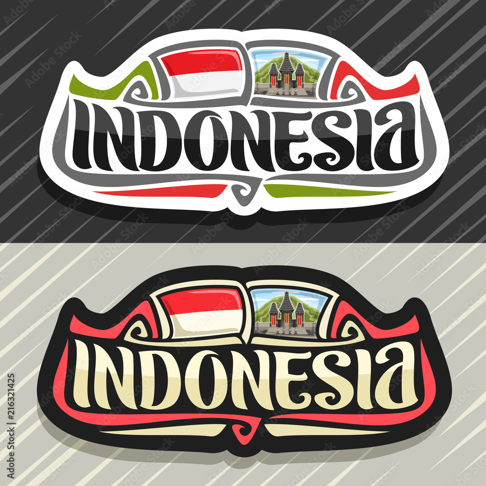 Vector logo for Indonesia country, fridge magnet with indonesian state ...