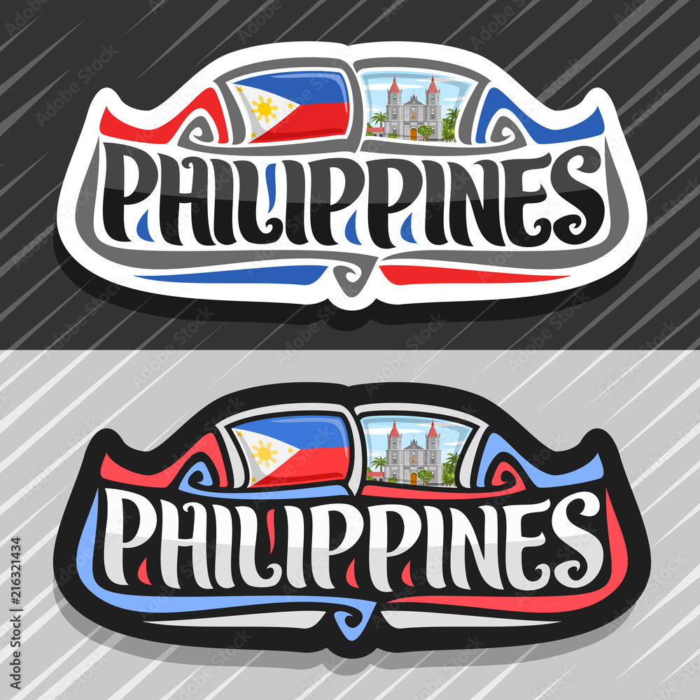 Vector logo for Philippines country, fridge magnet with filipino state ...