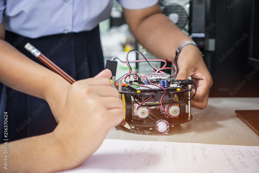 Student learning STEM Education robotics for creating project based ...