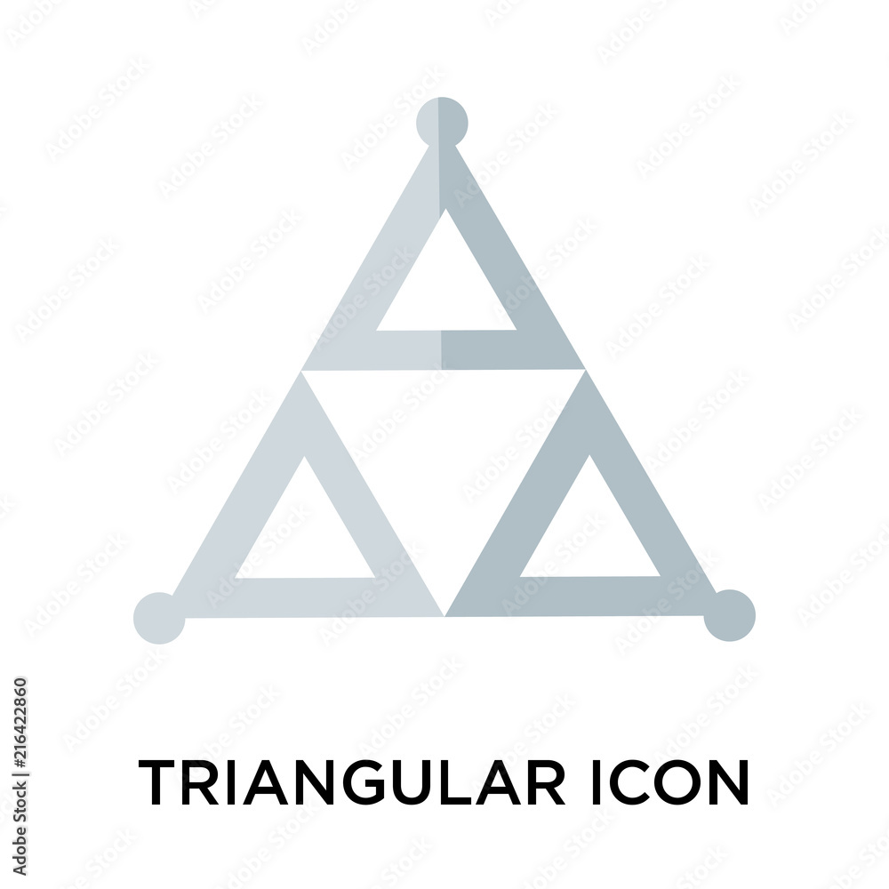 Triangular icon vector sign and symbol isolated on white background ...