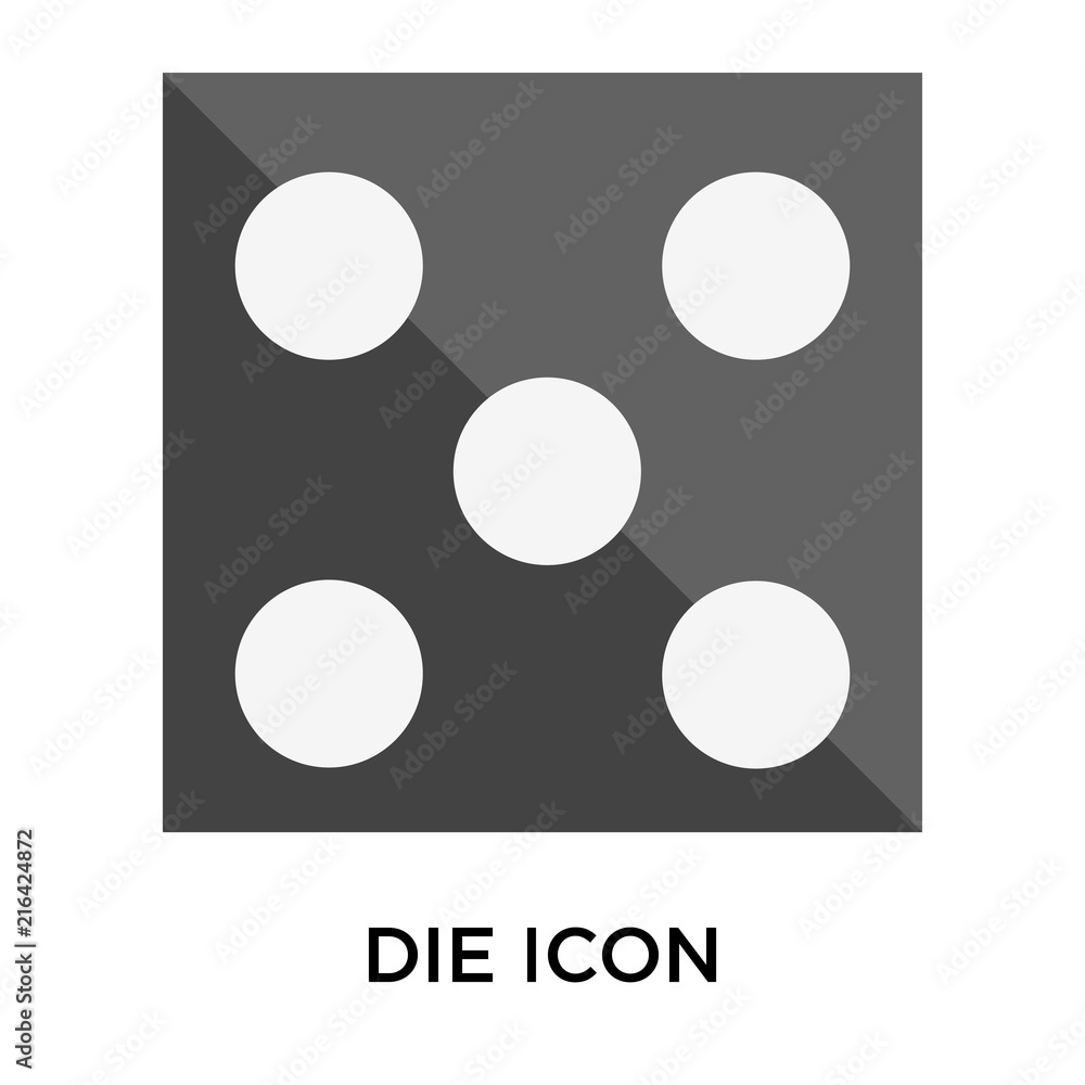 Die icon vector sign and symbol isolated on white background, Die logo ...