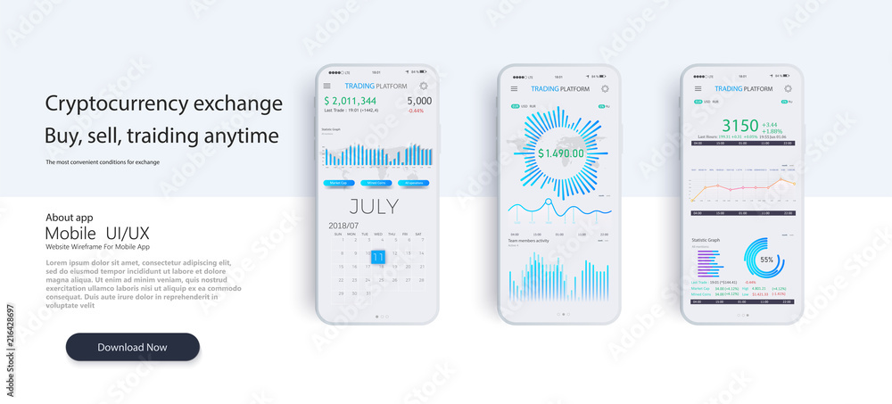 Mobile app infographic template with modern design weekly and annual ...