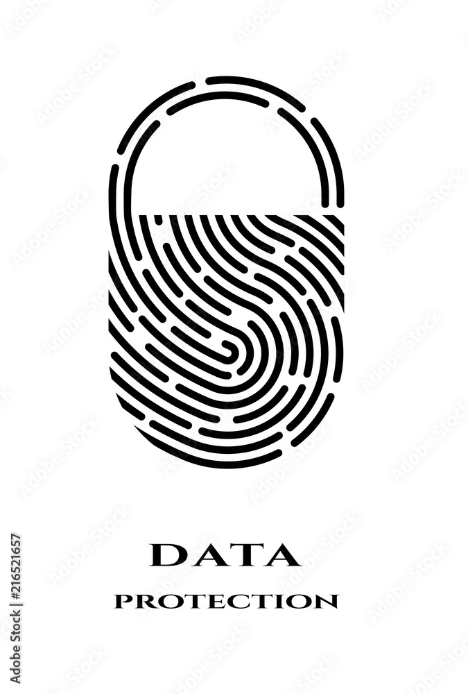 Fingerprint padlock logo, sign. Stock Vector | Adobe Stock