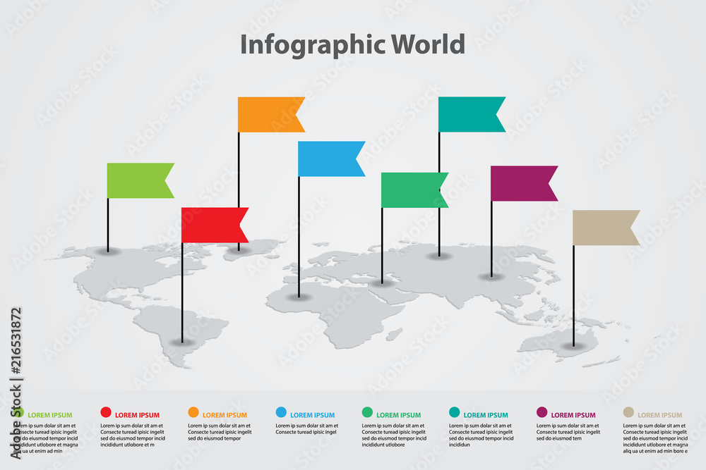 infographic country world map, international world flags Stock Vector ...