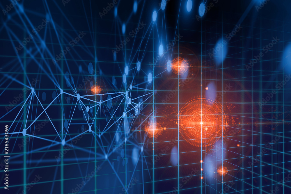 data deep learning hologram ai technology robotic, molecule of chemical ...