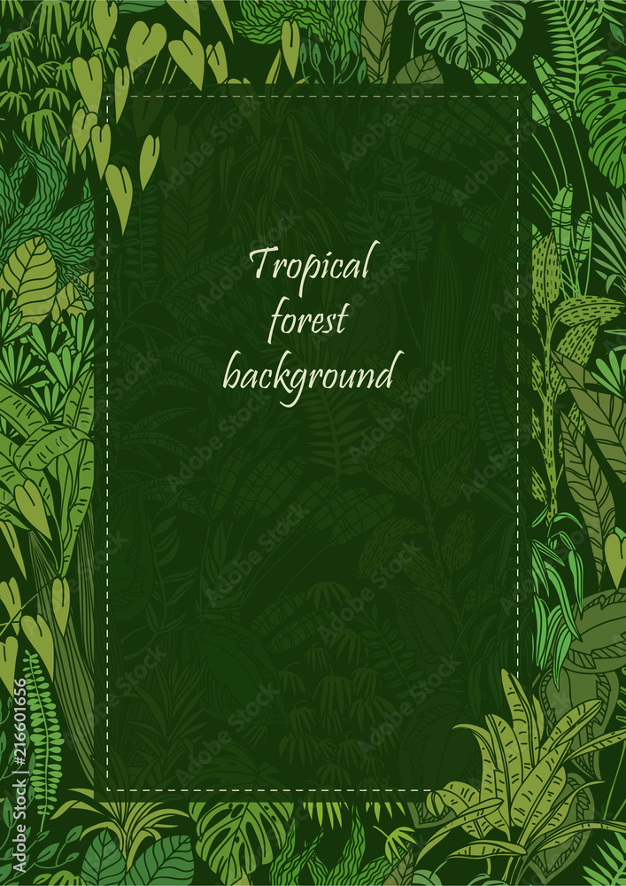 Tropical forest background with a place for your text. You can change ...