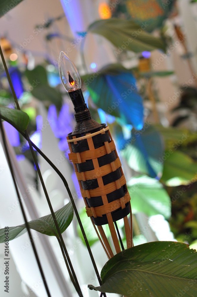 Bamboo Torches, also known as pelita at Malay wooden house during Hari ...