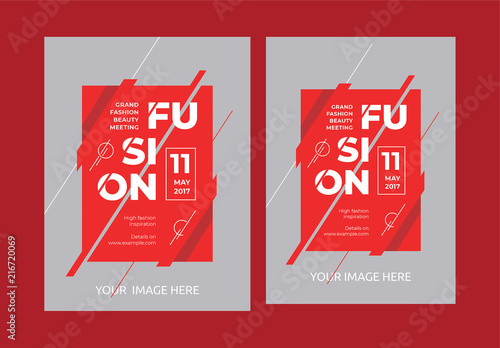 Poster Layout Set with Red Accents Stock Template | Adobe Stock