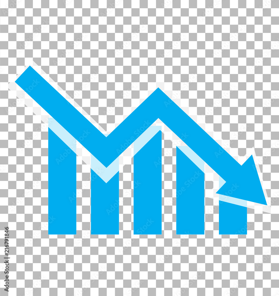 chart with bars declining. Chart icon on transparent background. loss ...