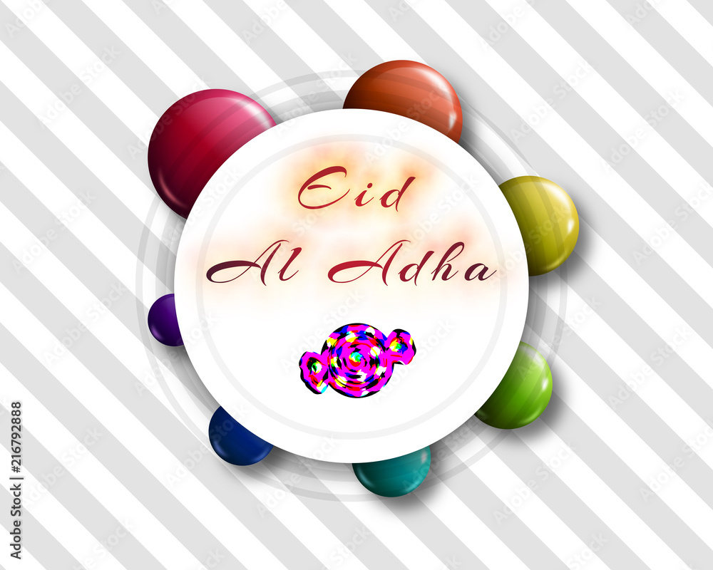 Eid al-Adha handwritten lettering with candy shape for eid Mubarak ...