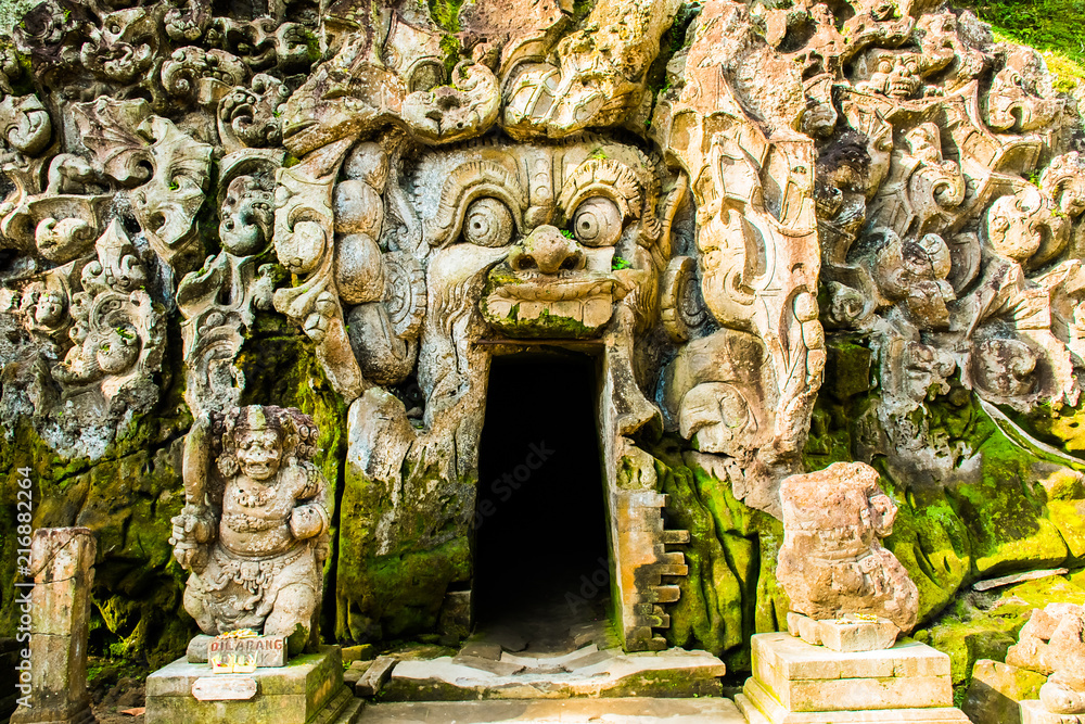 Main temple of the a balinese temple Goa Gajah, Elephant Cave in Bali ...