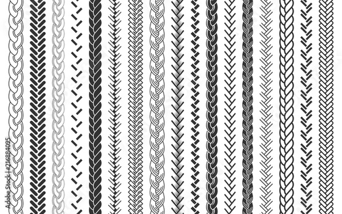 Plait and braids pattern brush set of braided ropes vector illustration ...