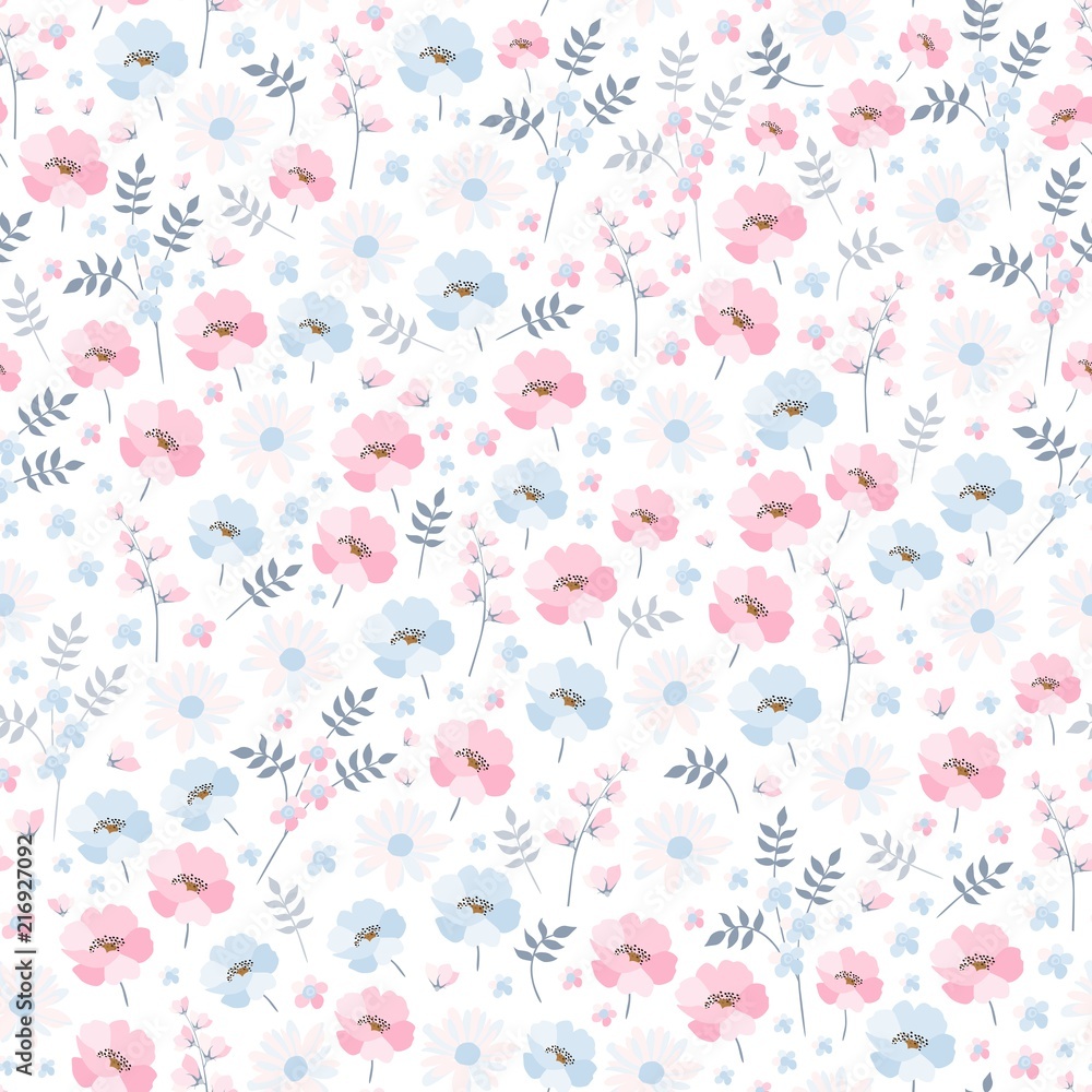 Pink And Blue Flower Pattern