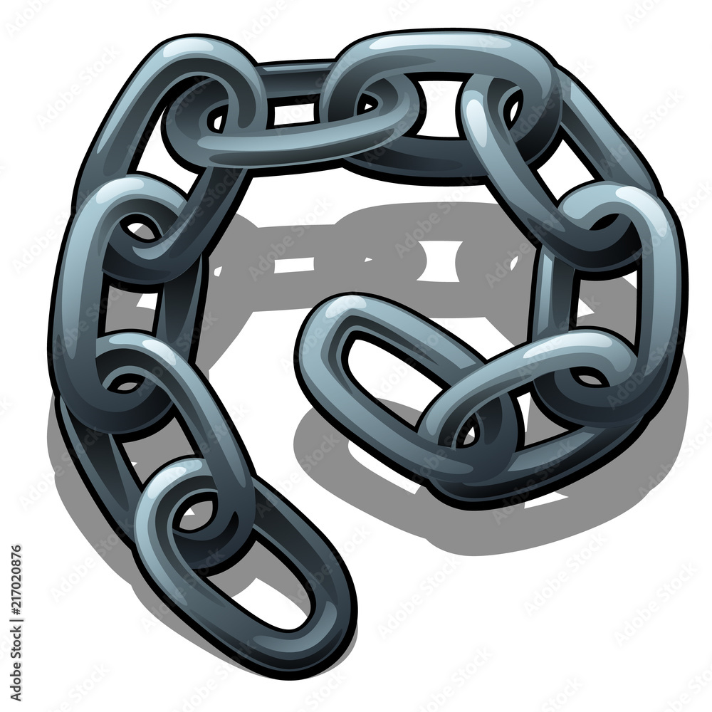 A fragment of steel chain isolated on a white background. Vector ...