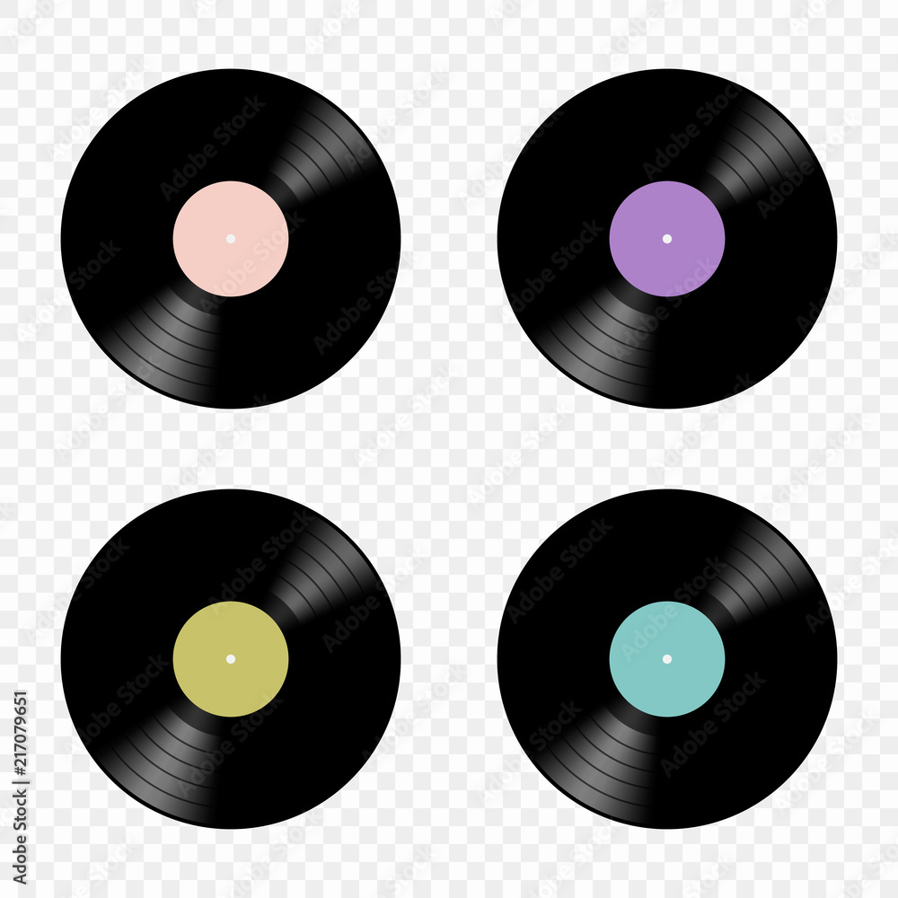 Vector set of retro music vinyl records flat icons isolated on a ...