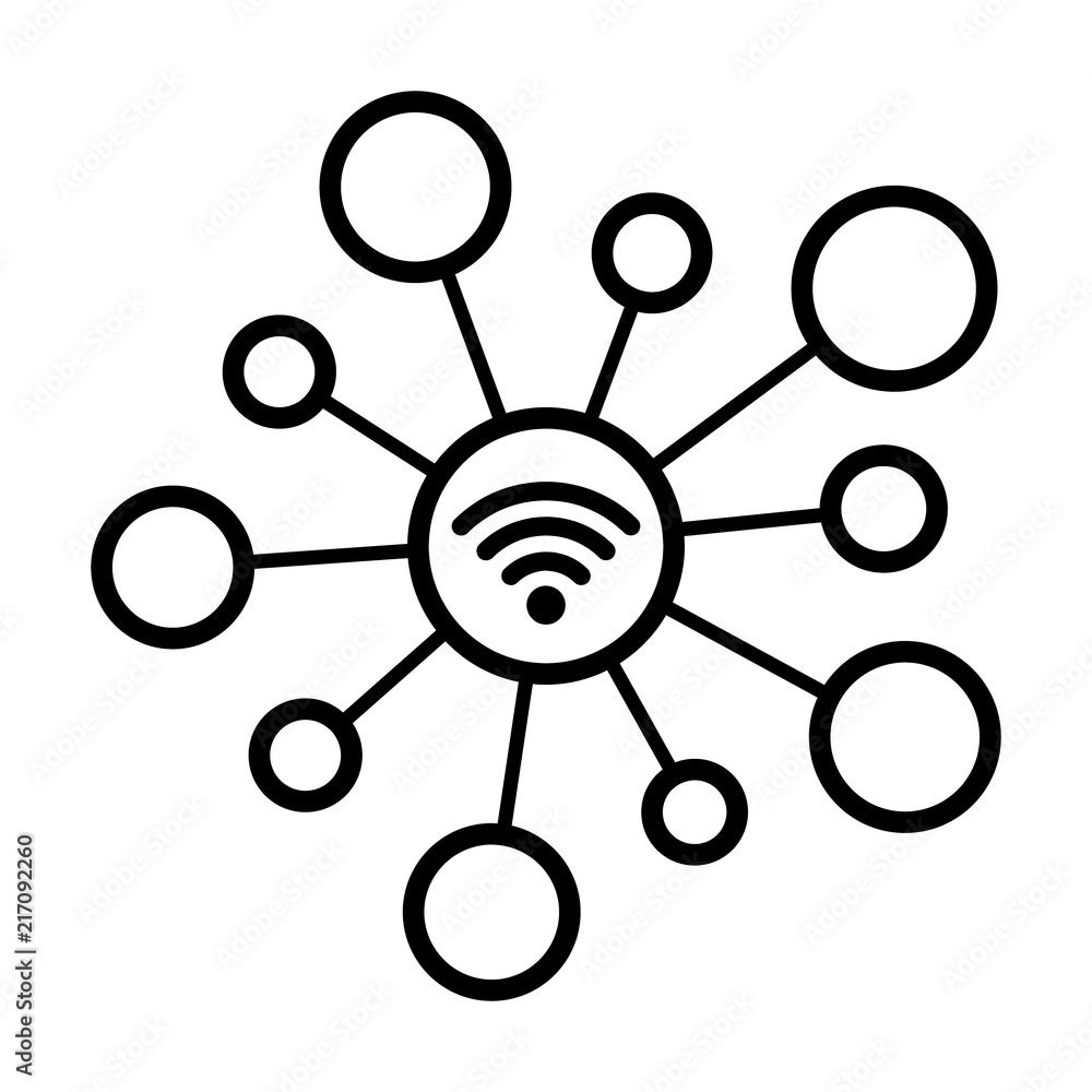 Internet of things / IoT or connected devices to wifi line art vector ...