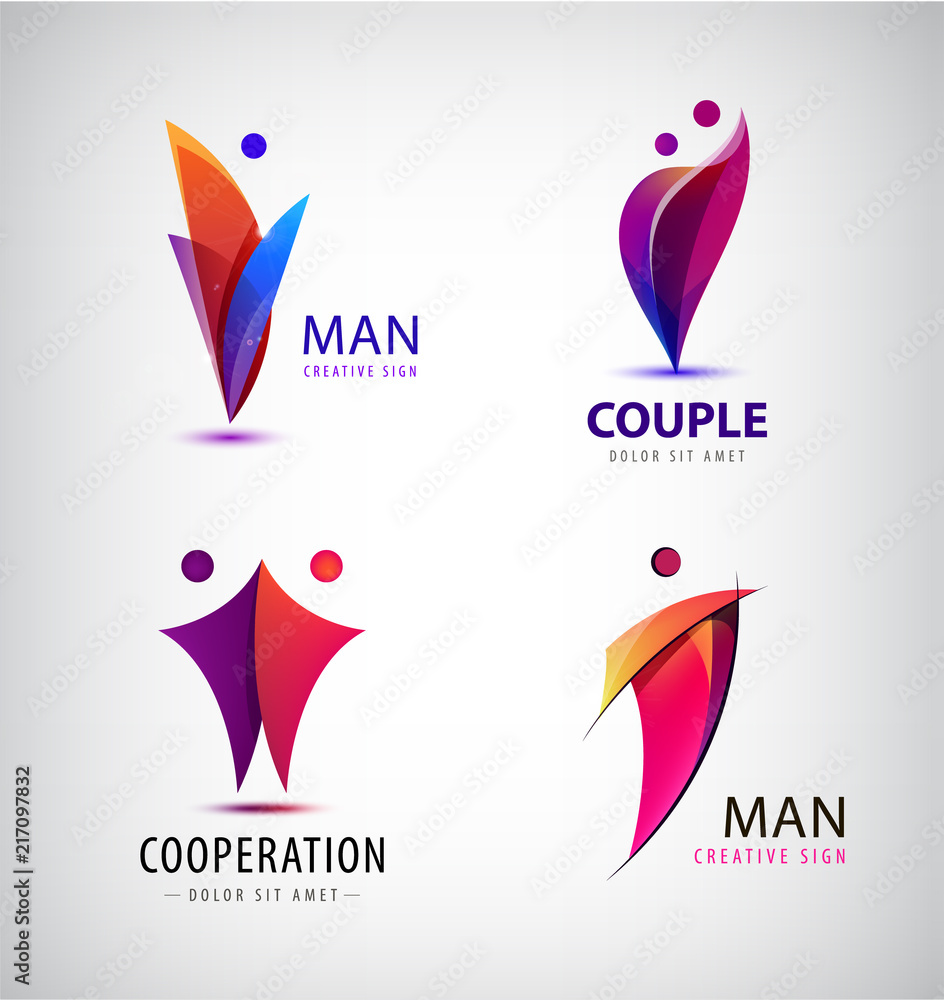 Vector men group logo, human, family, teamwork icon. Community, people ...