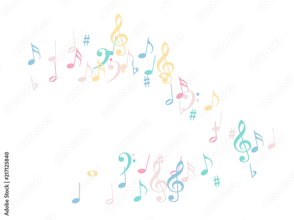 Music Notes Confetti Falling Chaos Vector. Music Symbols Texture Poster ...