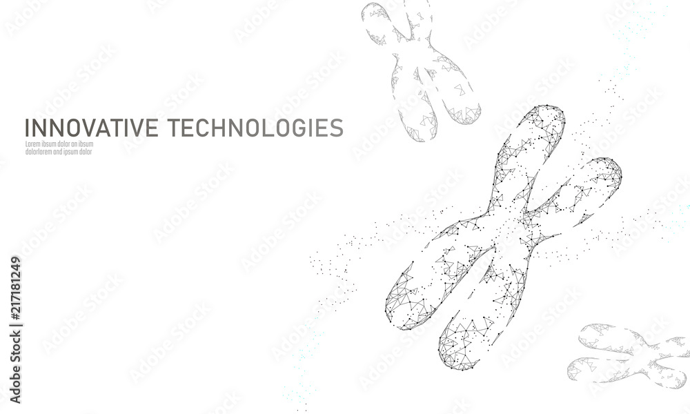 Chromosome DNA structure medicine concept. Low poly polygonal triangle ...