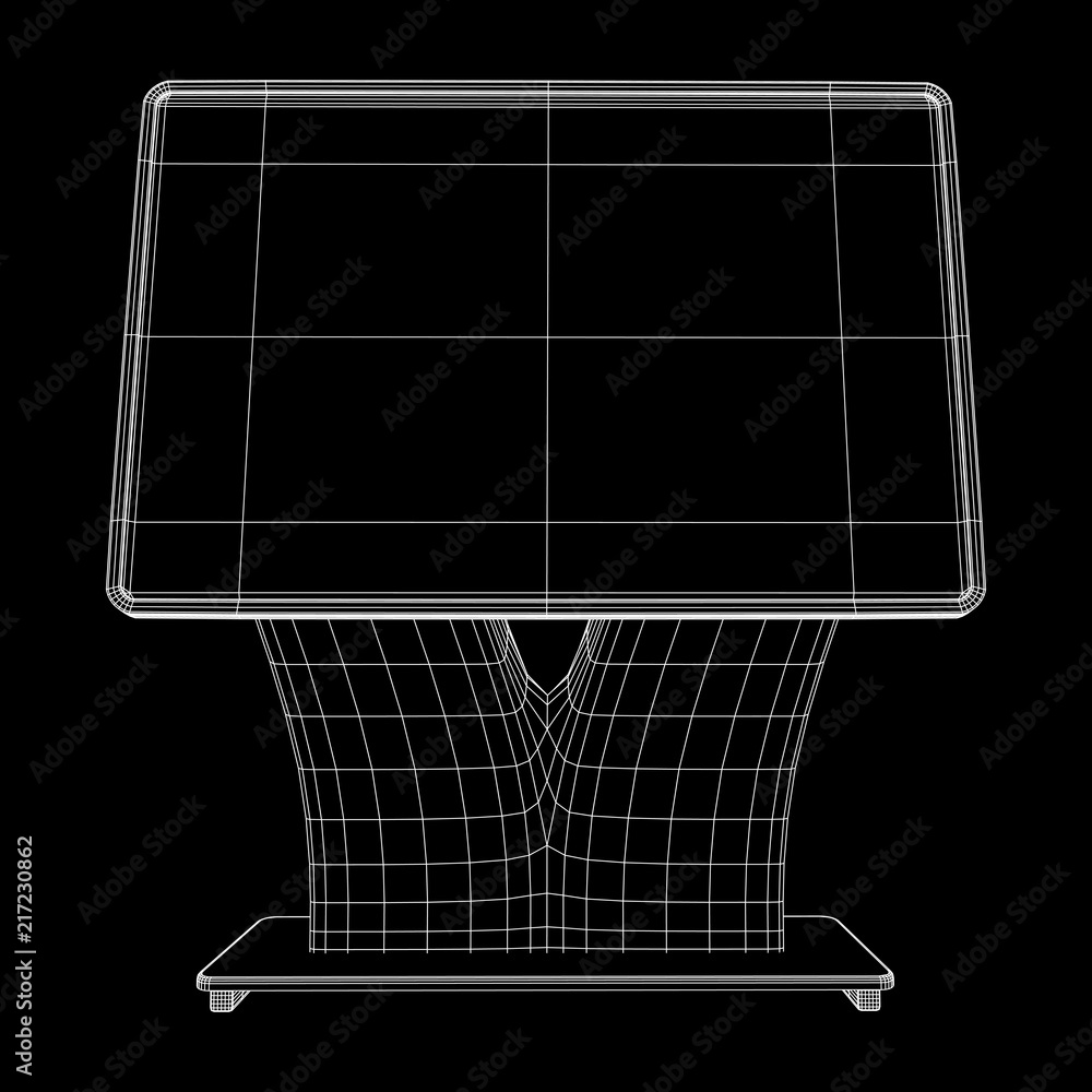LCD Screen Stand. Trade Show Booth. Tv info kiosk wireframe low poly ...
