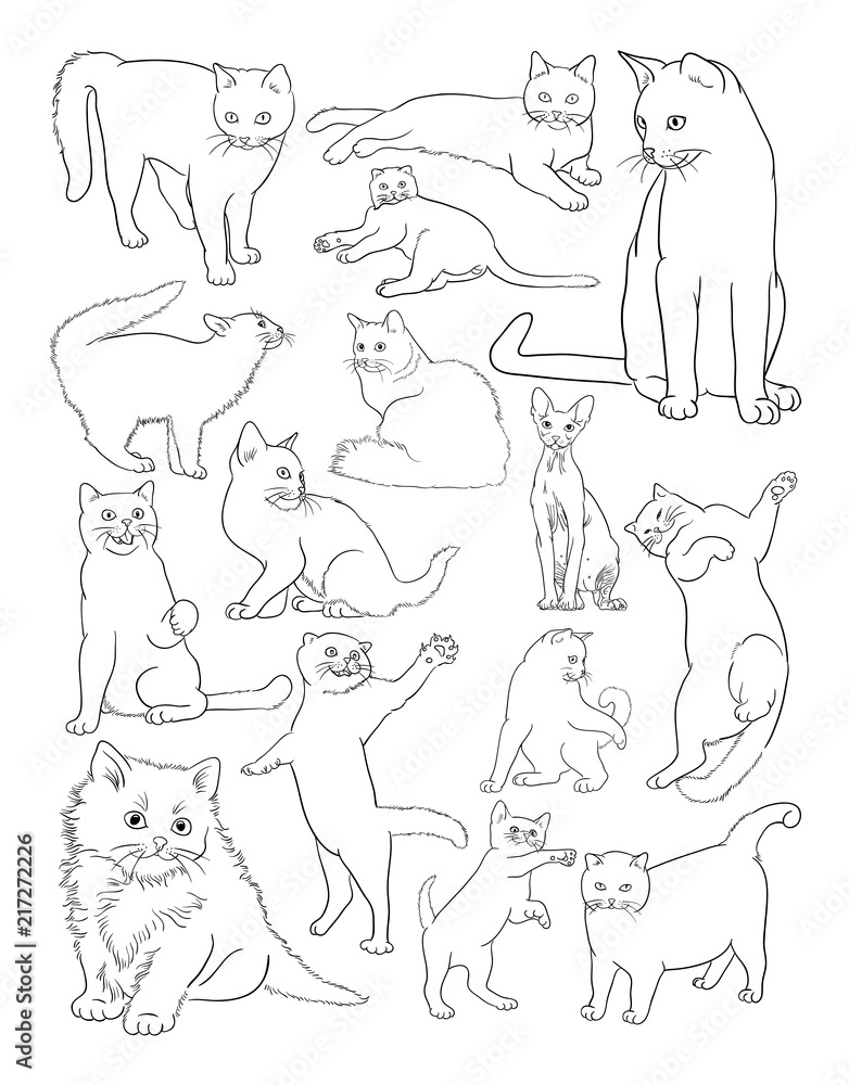 Cats line art. Vector, illustration. Good use for symbol, logo ...