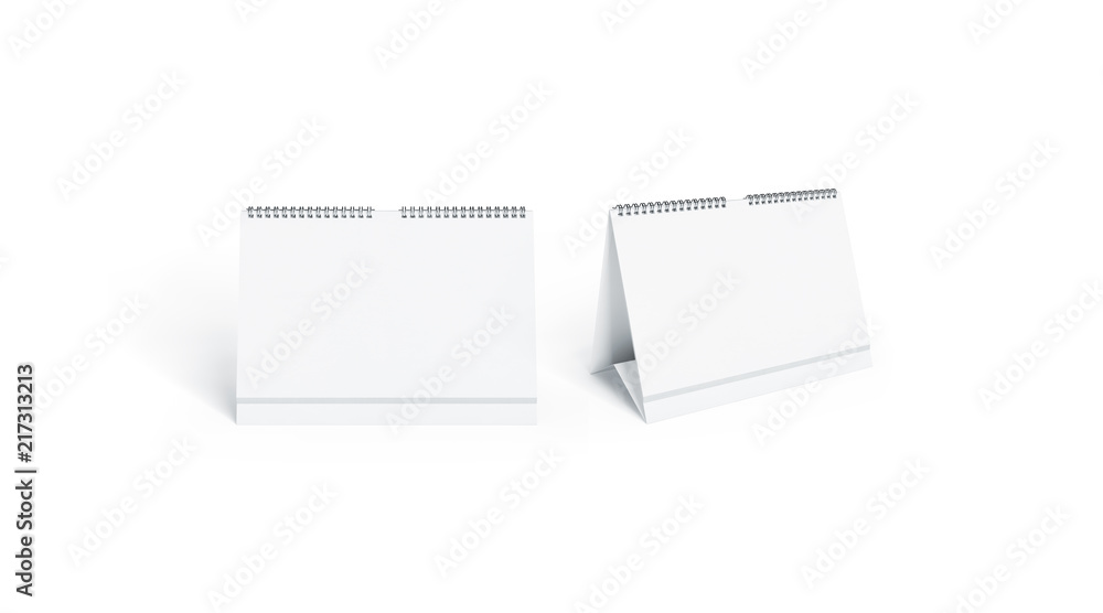 Stock-Illustration „Blank white calendar mock up front and side view ...