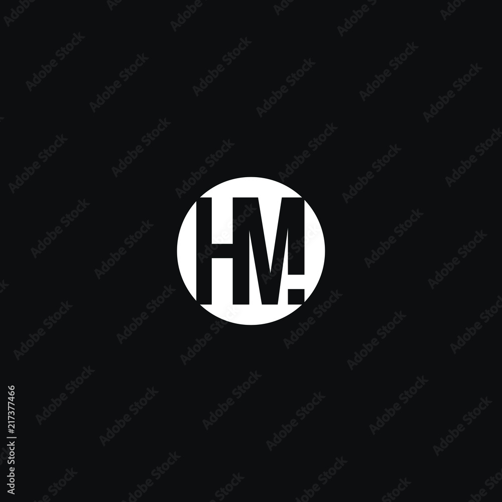 Creative unique modern HM black and white color initial based icon logo ...