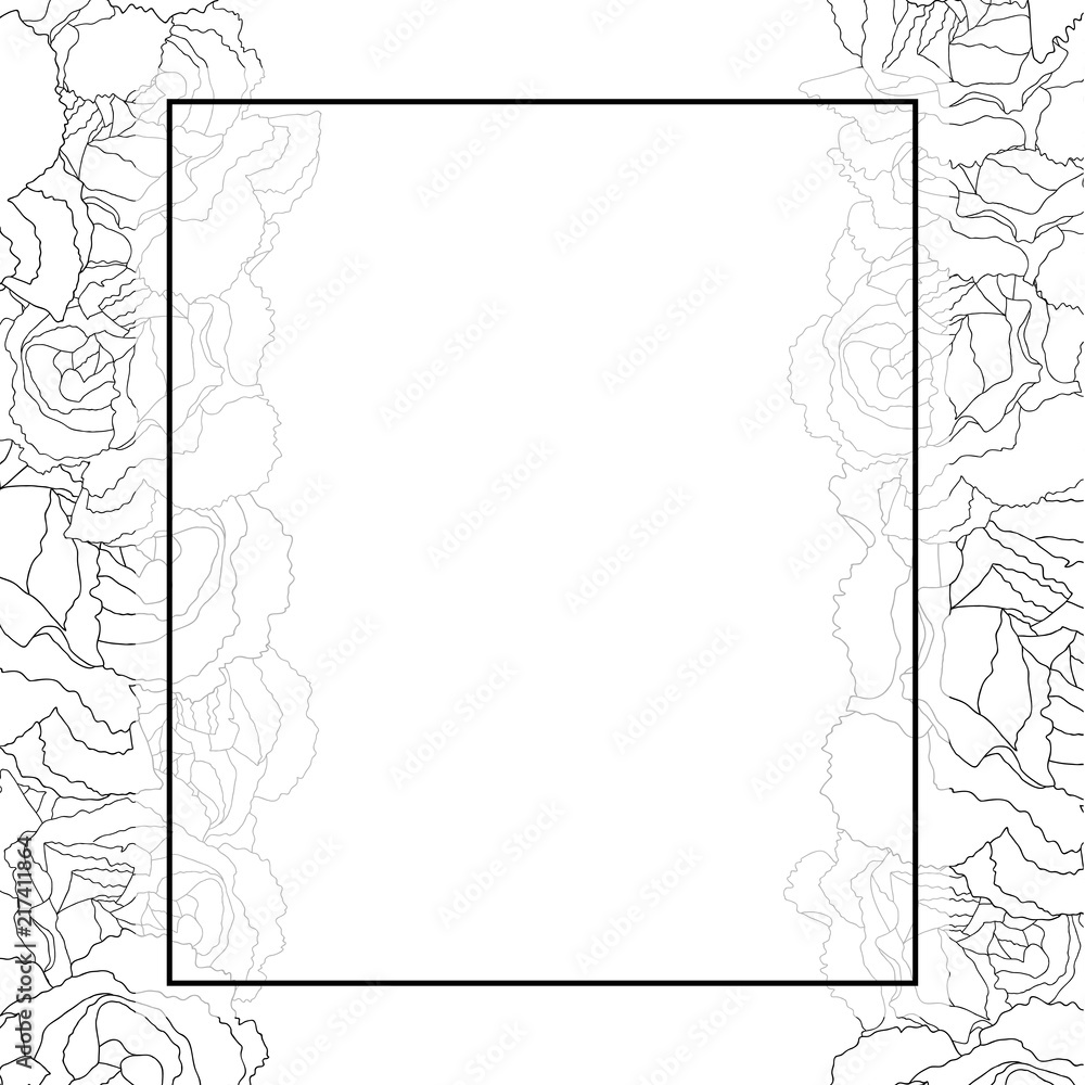 Carnation Flower Outline Banner Card Border Stock Vector | Adobe Stock