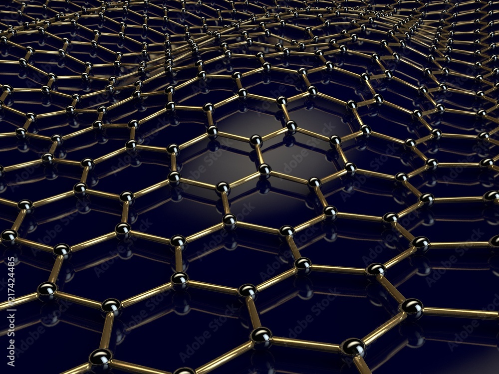 Stockillustrationen Illustration of a Golden graphene crystal lattice ...