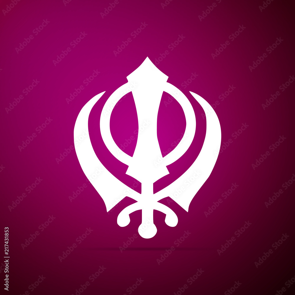 Sikhism religion Khanda symbol icon isolated on purple background ...