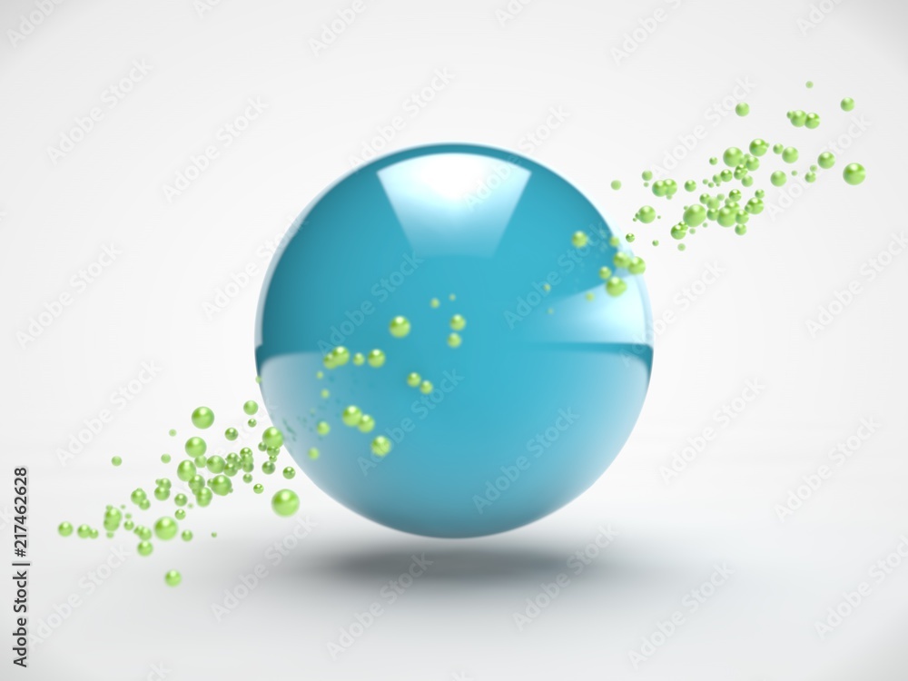The image of the blue Orb in the center of the array floating in ...