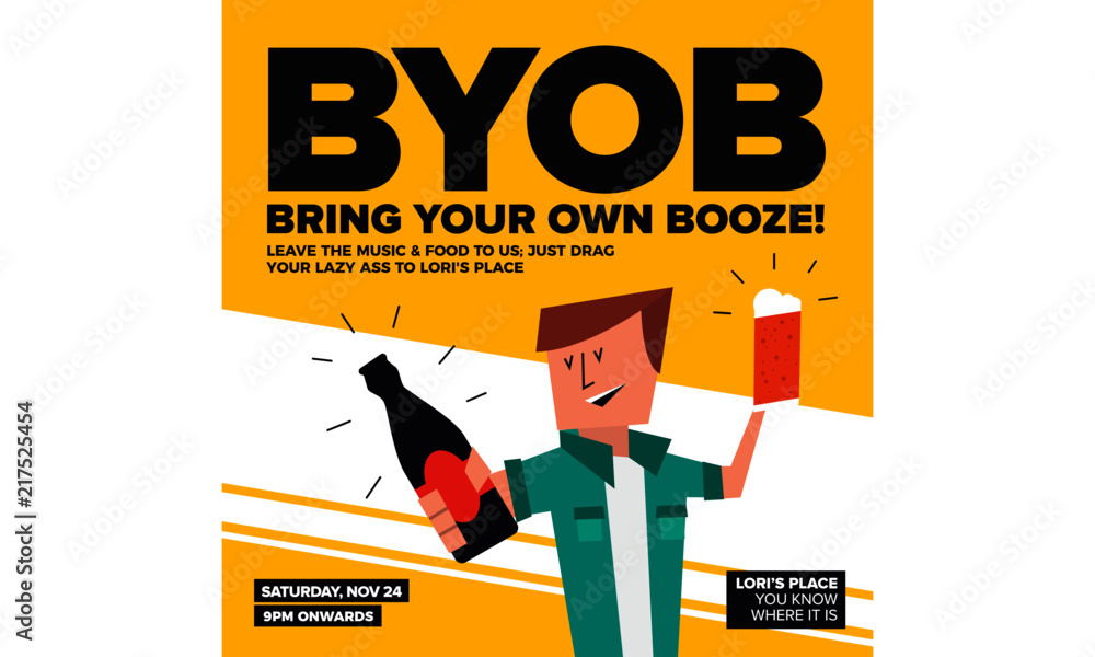 BYOB Party Template for Poster, Flyer, Blog! Bring Your Own Bottle ...