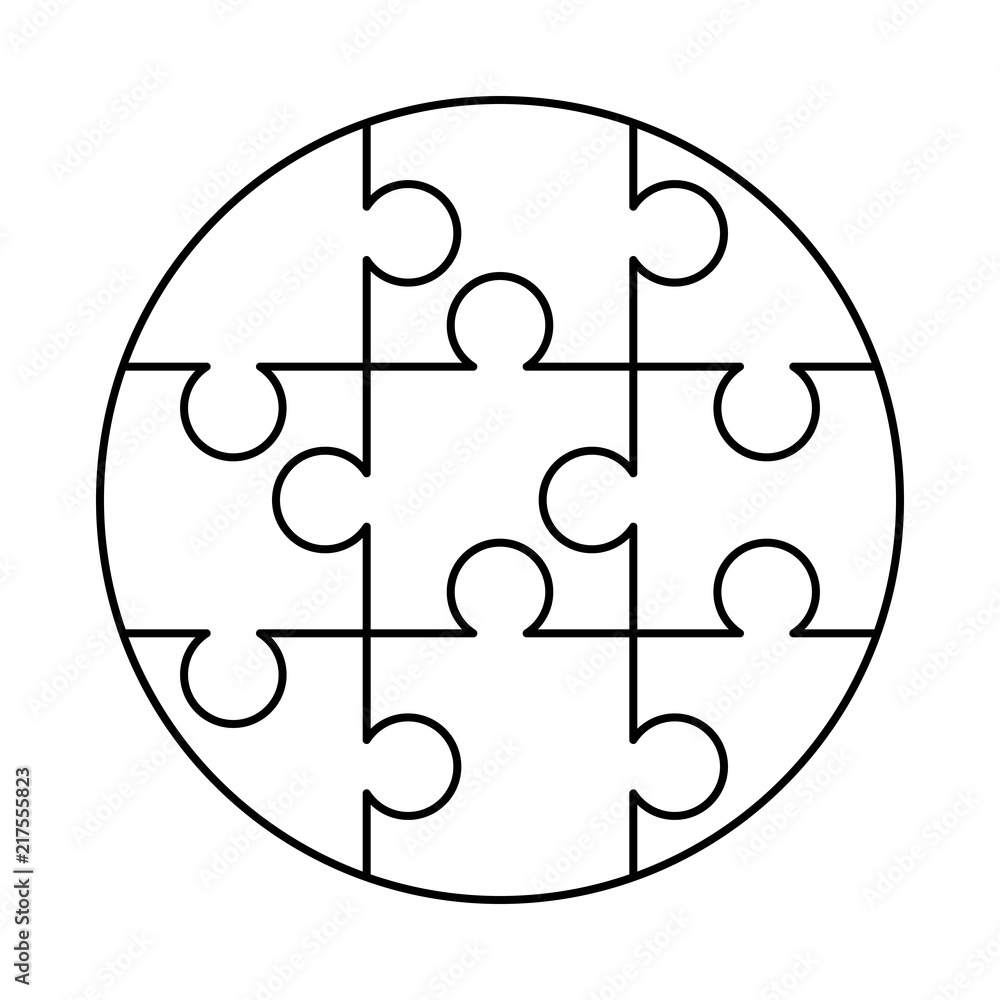 9 white puzzles pieces arranged in a round shape. Jigsaw Puzzle ...