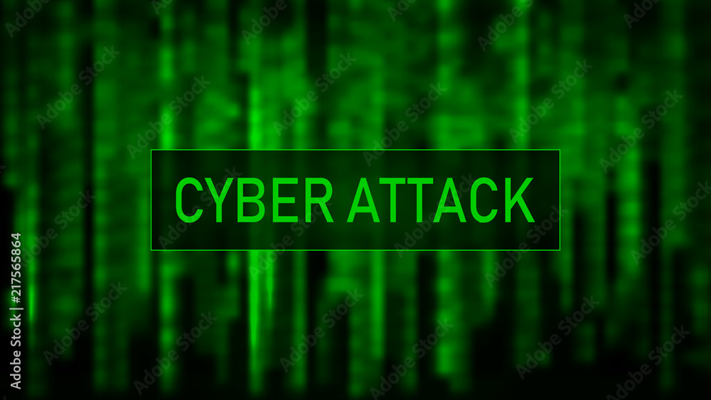 Cyber Attack Hacking Digital Background Green Matrix Binary Computer Code Vector