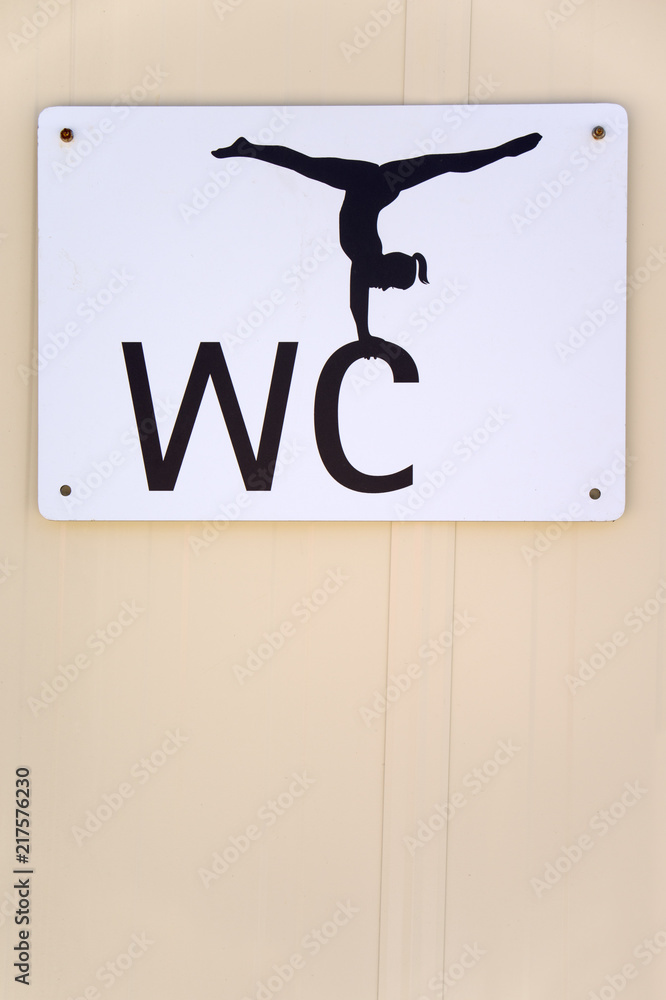 Foto de Stock WC toilet funny female sign in a gim. Hilarious design of ...