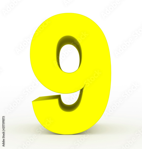 number 9 3d yellow isolated on white - Buy this stock illustration and ...